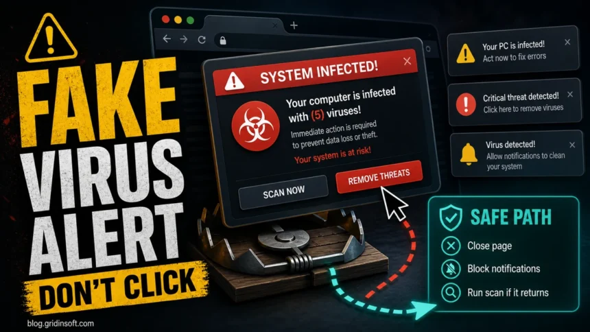 Fake Virus Alert: Remove Pop-Ups and Browser Notifications